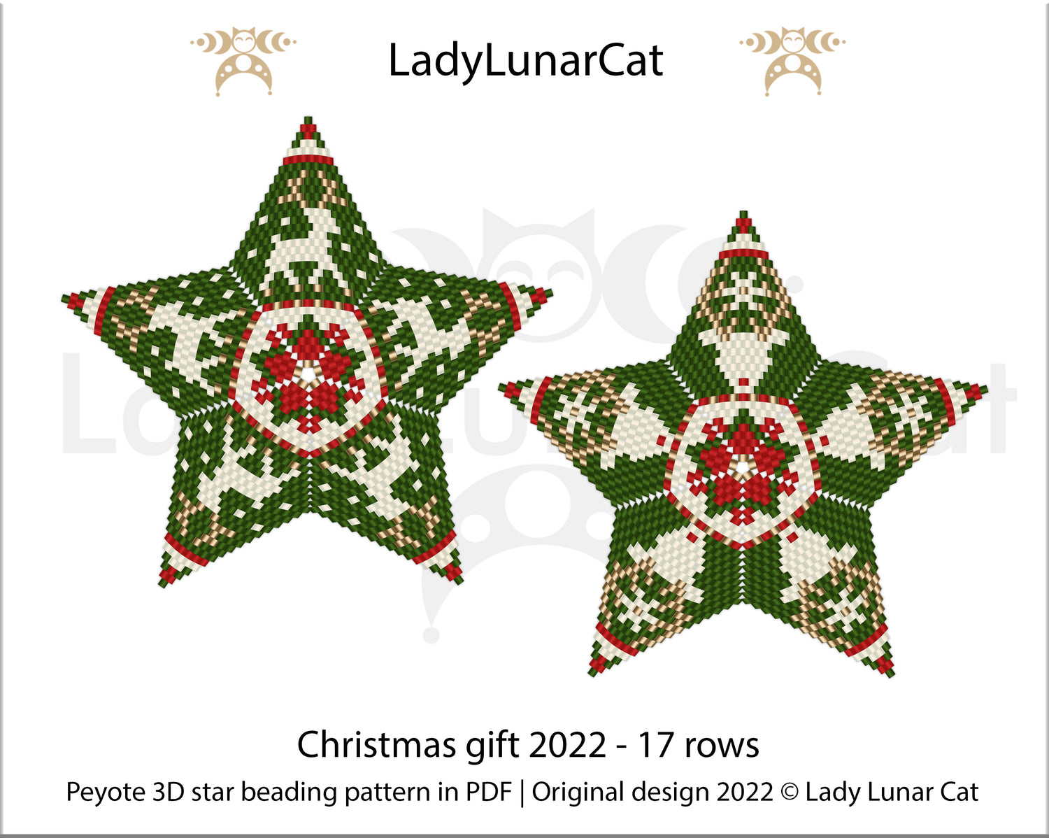 FREE Peyote star pattern for beading Christmas gift 2022 by Lady Lunar ...