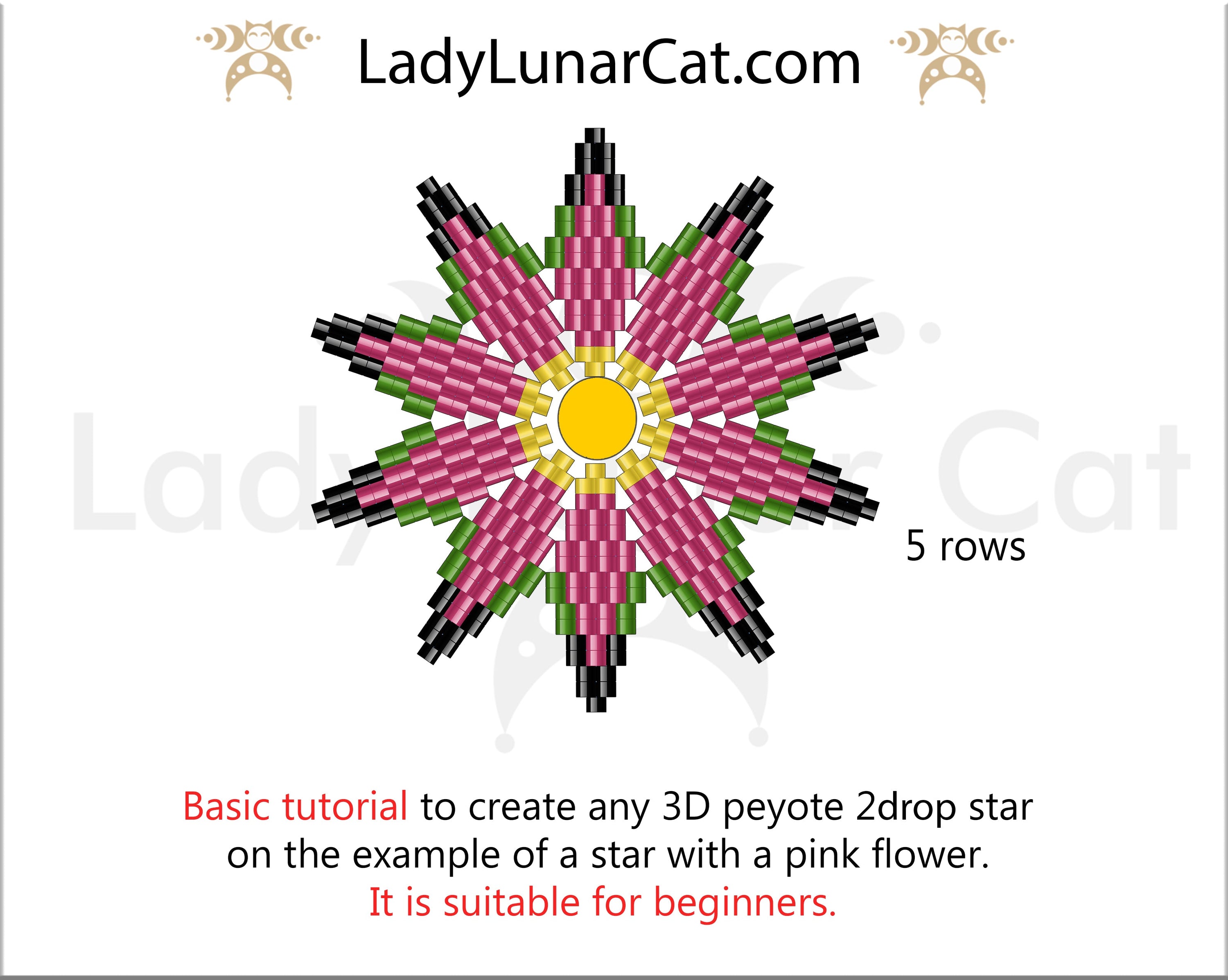 FREE Basic peyote 2 drop star tutorial by Lady Lunar Cat – LadyLunarCat