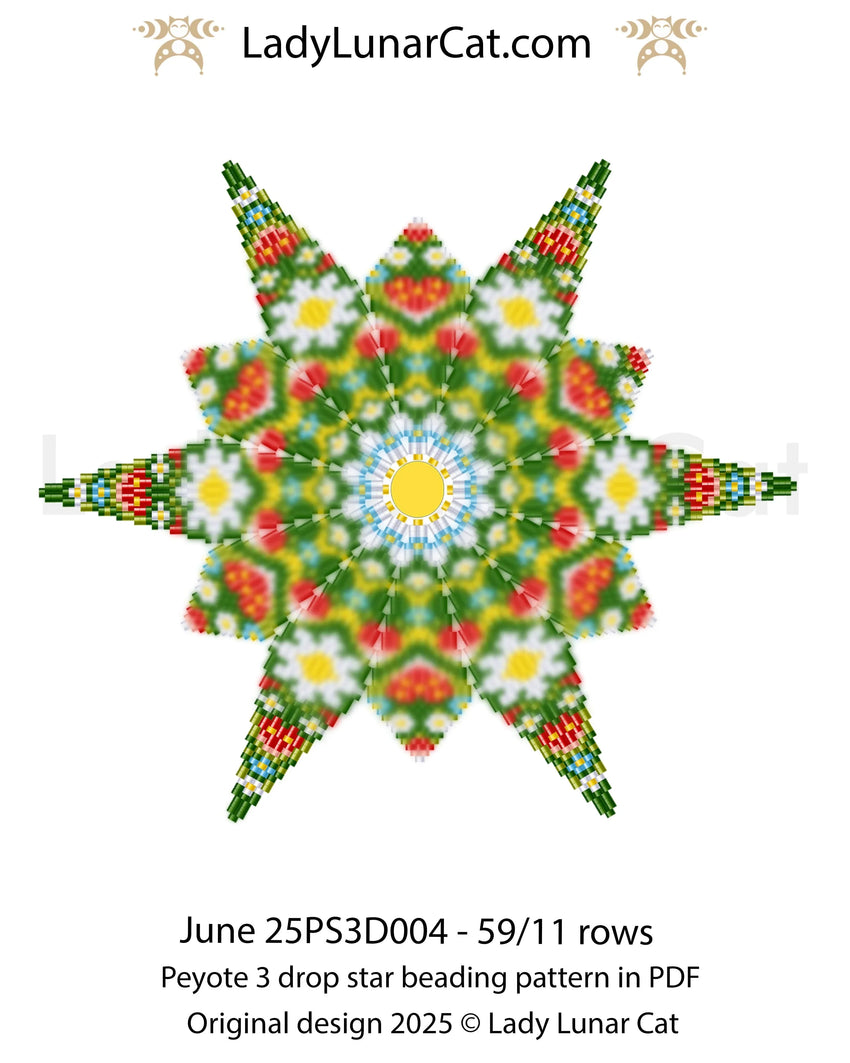 Strawberry peyote 3 drop star pattern for beading - Beginner-Friendly ...