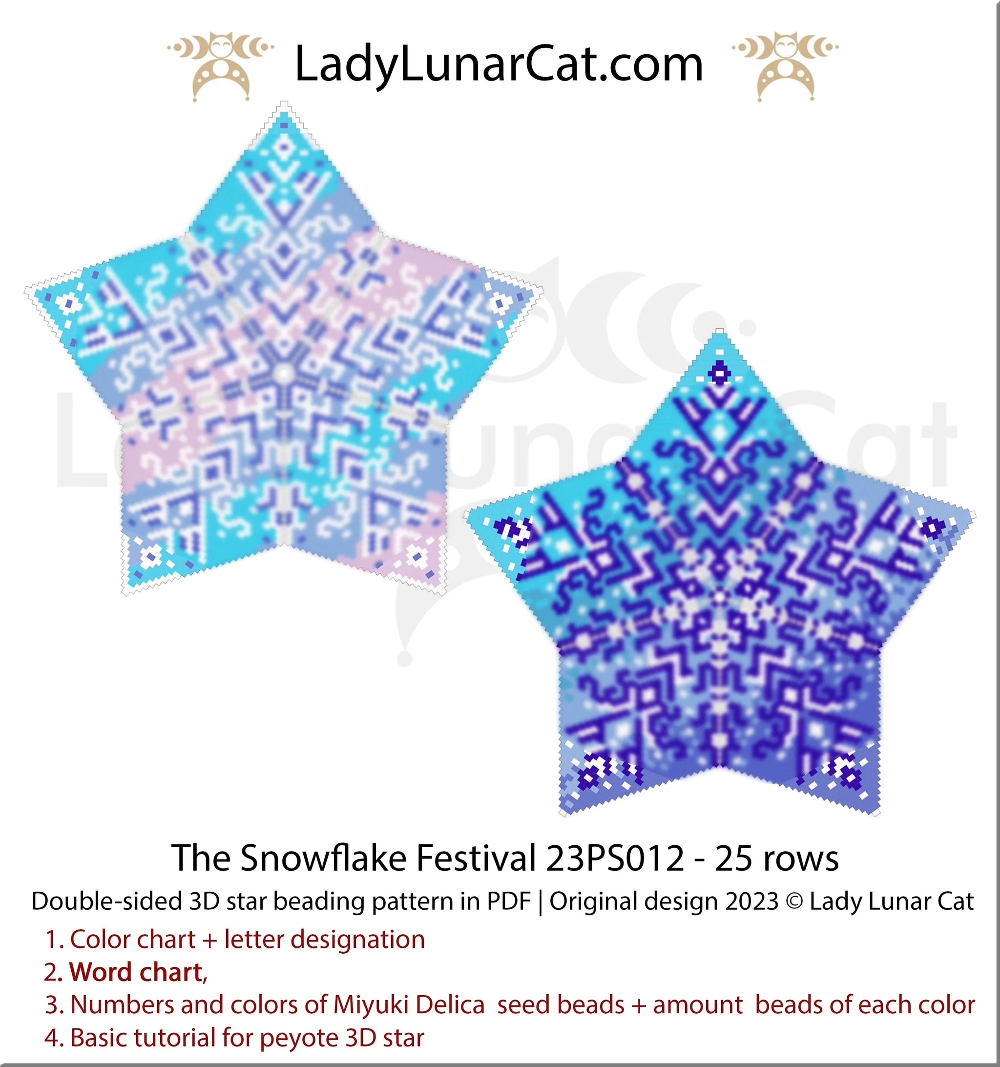 Peyote star patterns set - The Snowflake Festival 23PS012 by Lady Lunar ...