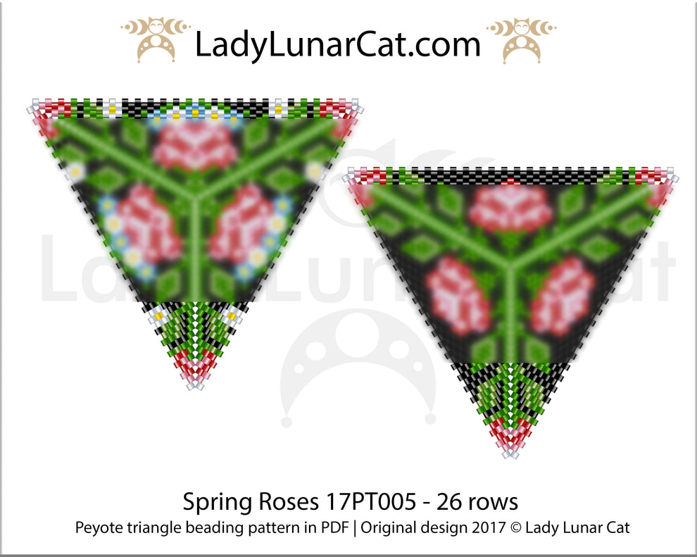 Peyote triangle pattern for beading Spring Roses 17PT005 by Lady Lunar ...