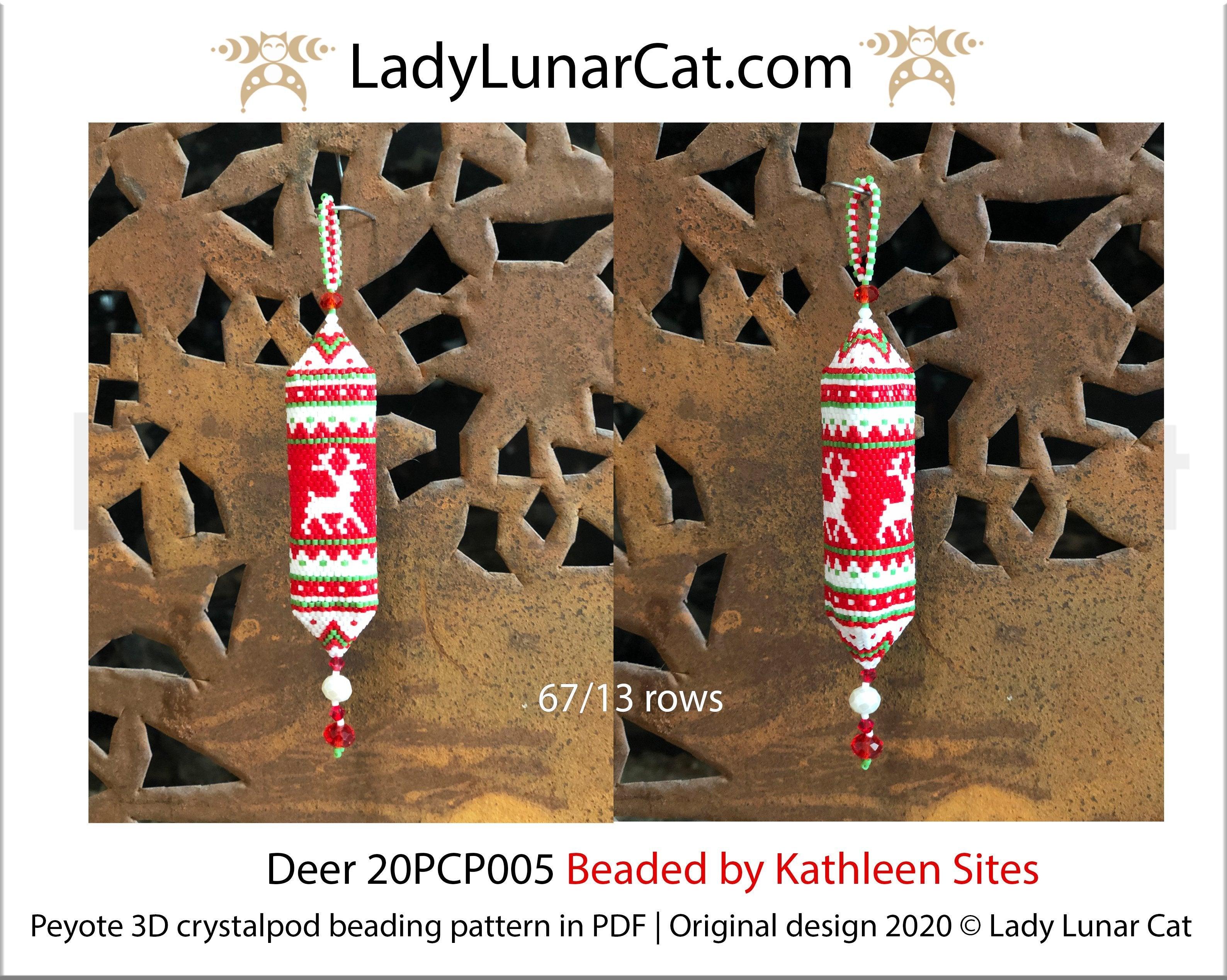 3d peyote pod pattern for beading Deer by Lady Lunar Cat | Seed beads ...