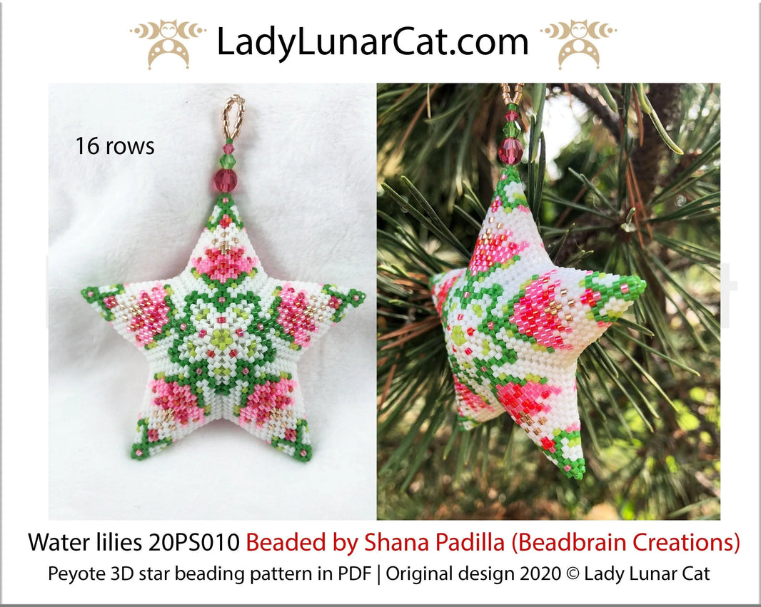 Peyote 3d star patterns for beading by Lady Lunar Cat design | Beaded ...
