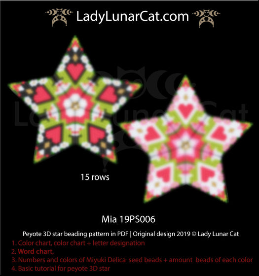 Beaded star pattern for beadweaving Mia by Lady Lunar Cat | Seed beads ...