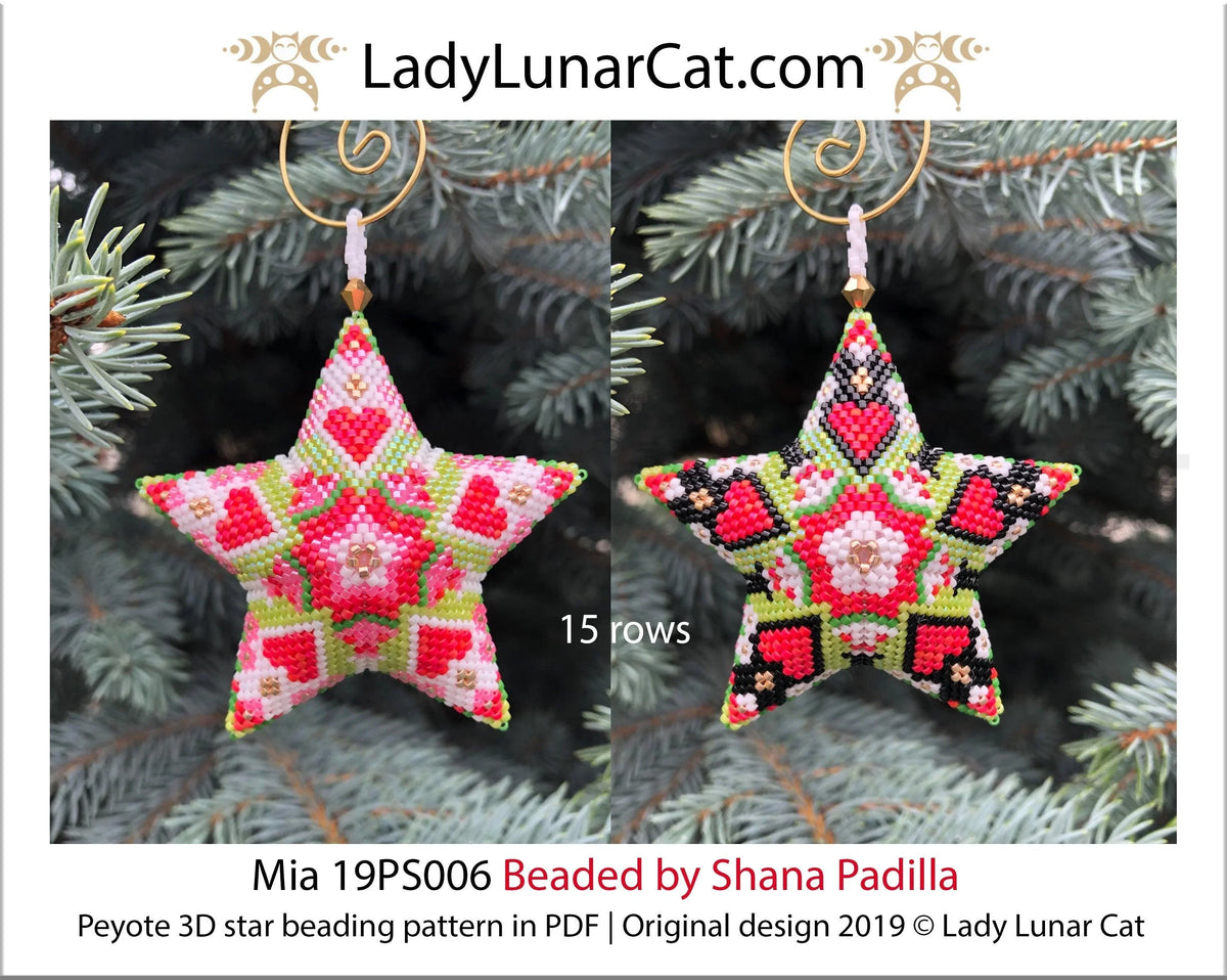 Beaded star pattern for beadweaving Mia by Lady Lunar Cat | Seed beads ...