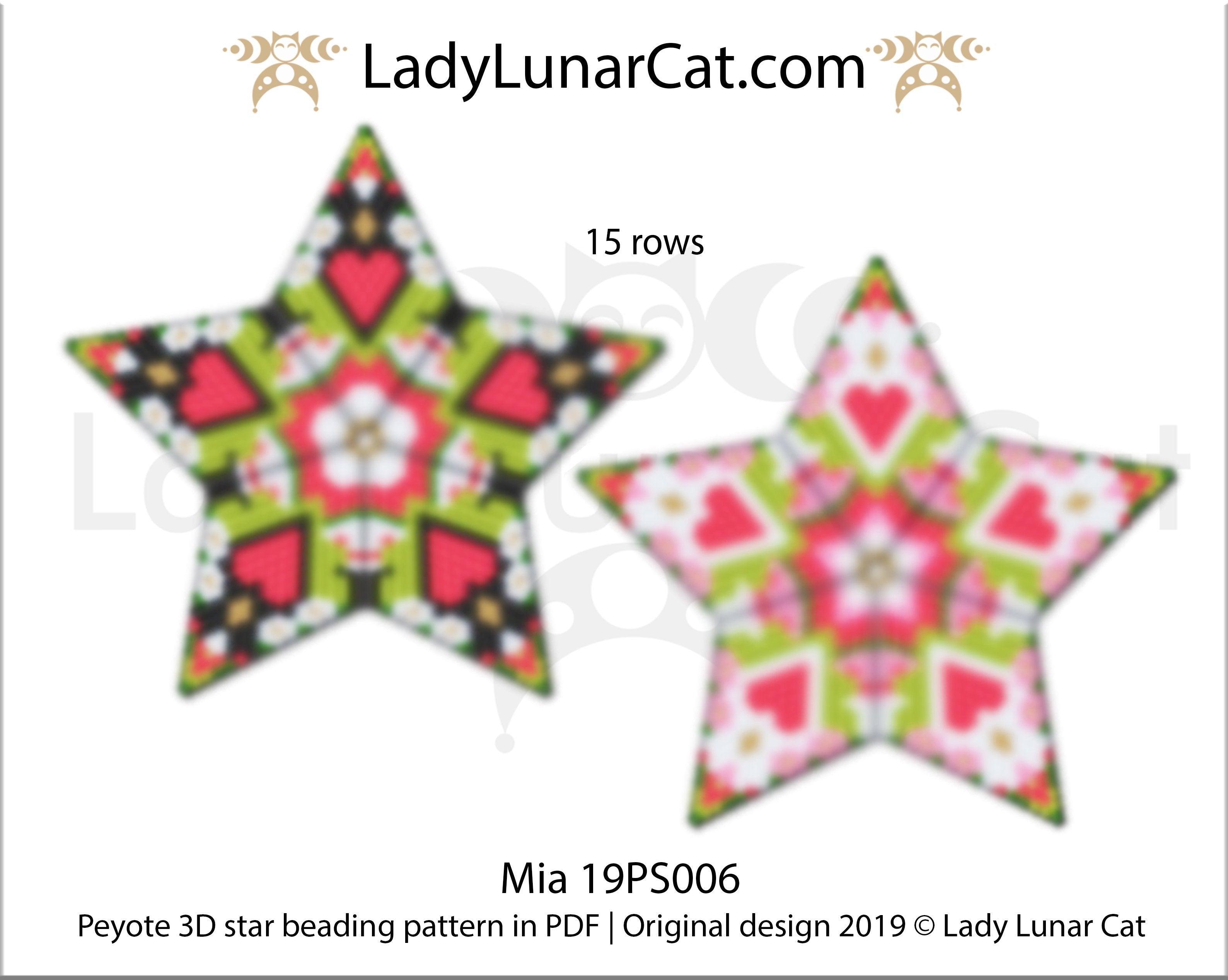 Beaded star pattern for beadweaving Mia by Lady Lunar Cat | Seed beads ...
