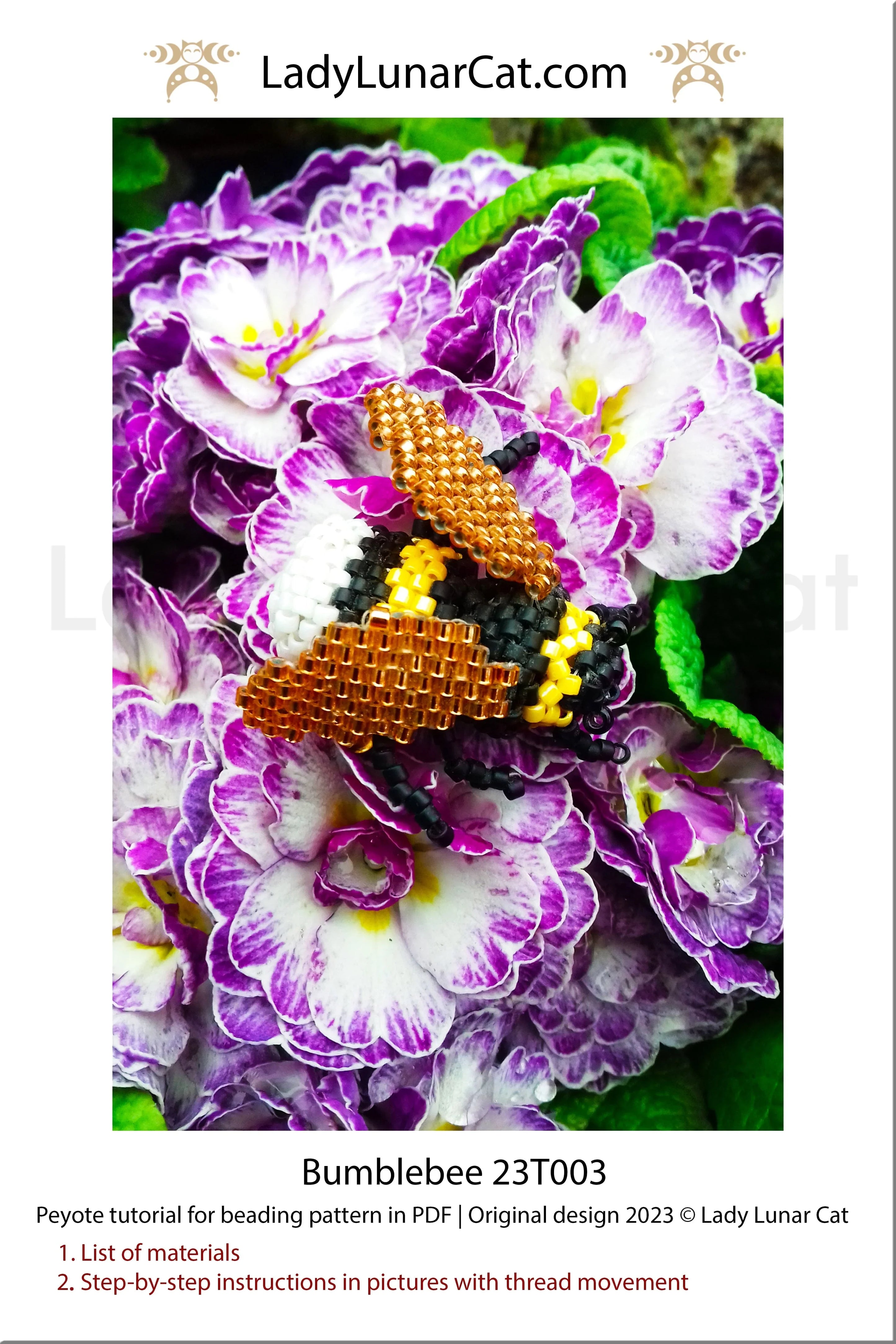 Beading tutorial peyote Bumblebee 23T003 Step by step by Lady Lunar Cat ...