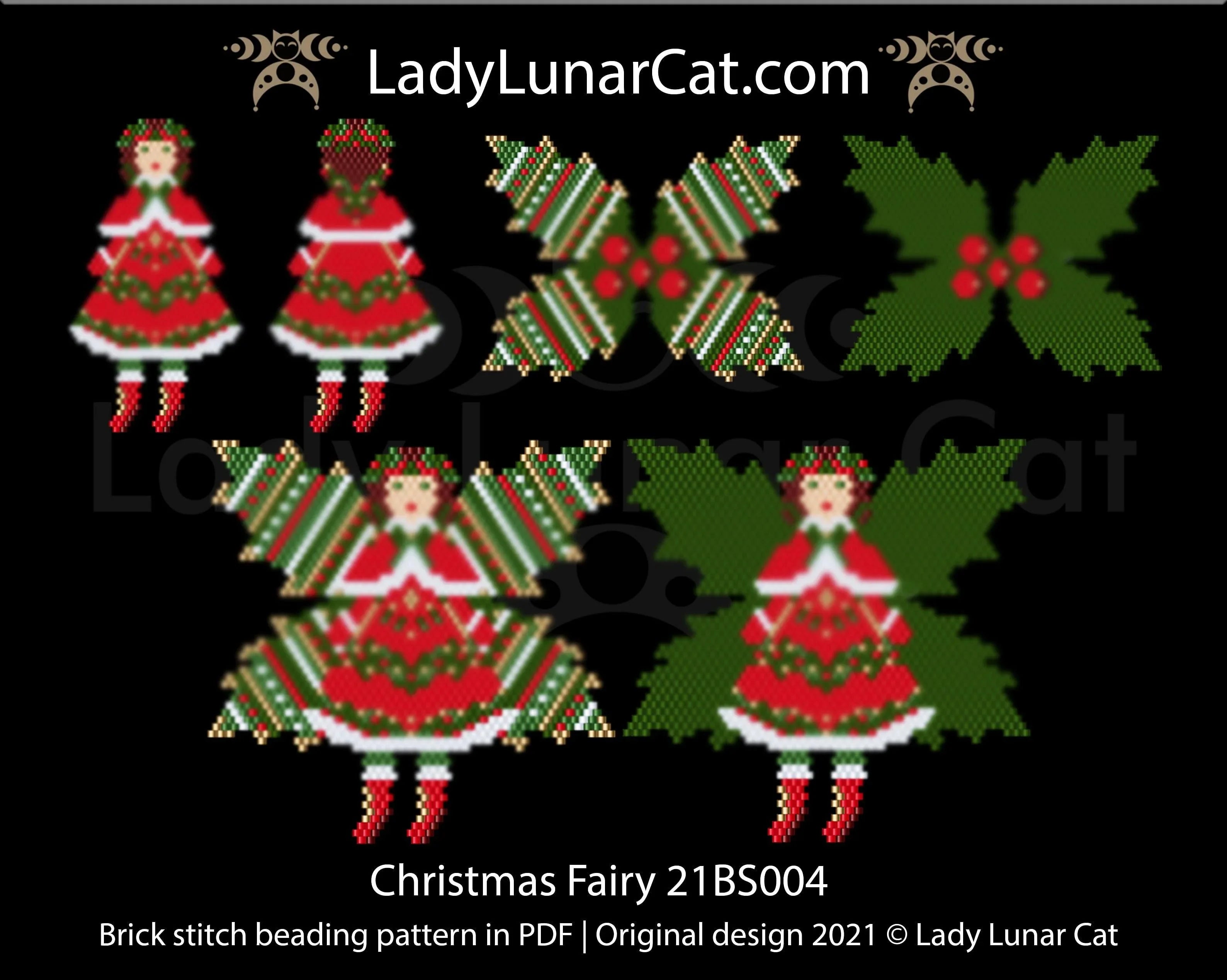 Brick stitch pattern for beading Christmas Fairy by Lady Lunar Cat ...