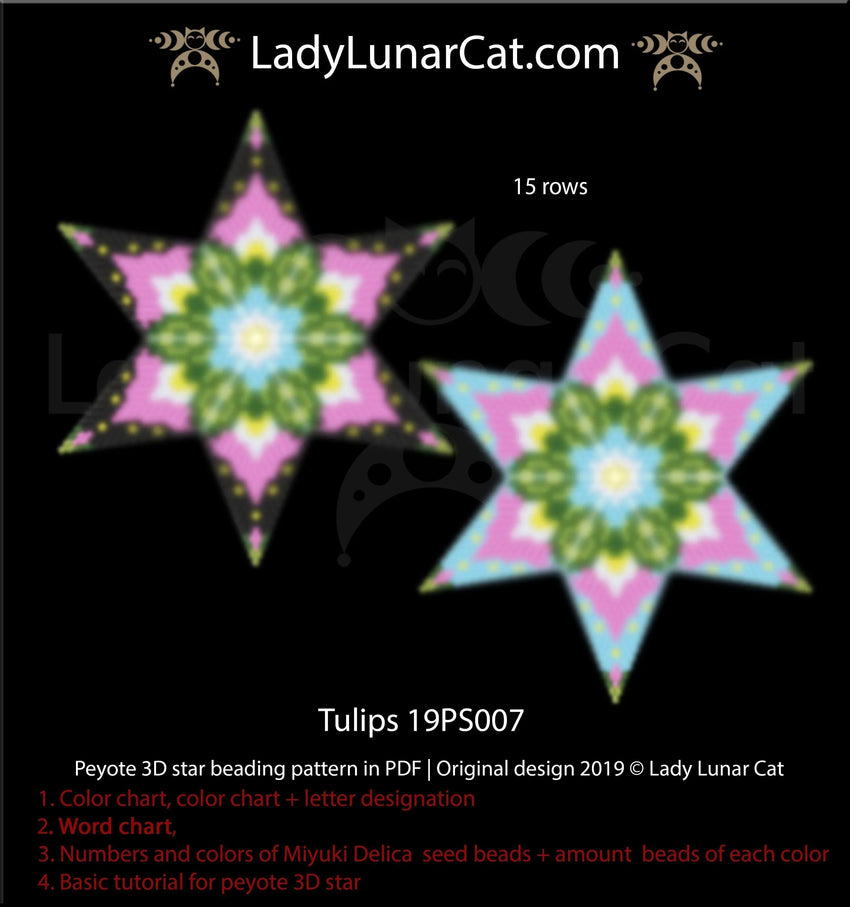 Beaded star pattern - Tulips 19PS007 by Lady Lunar Cat | Seed beads ...