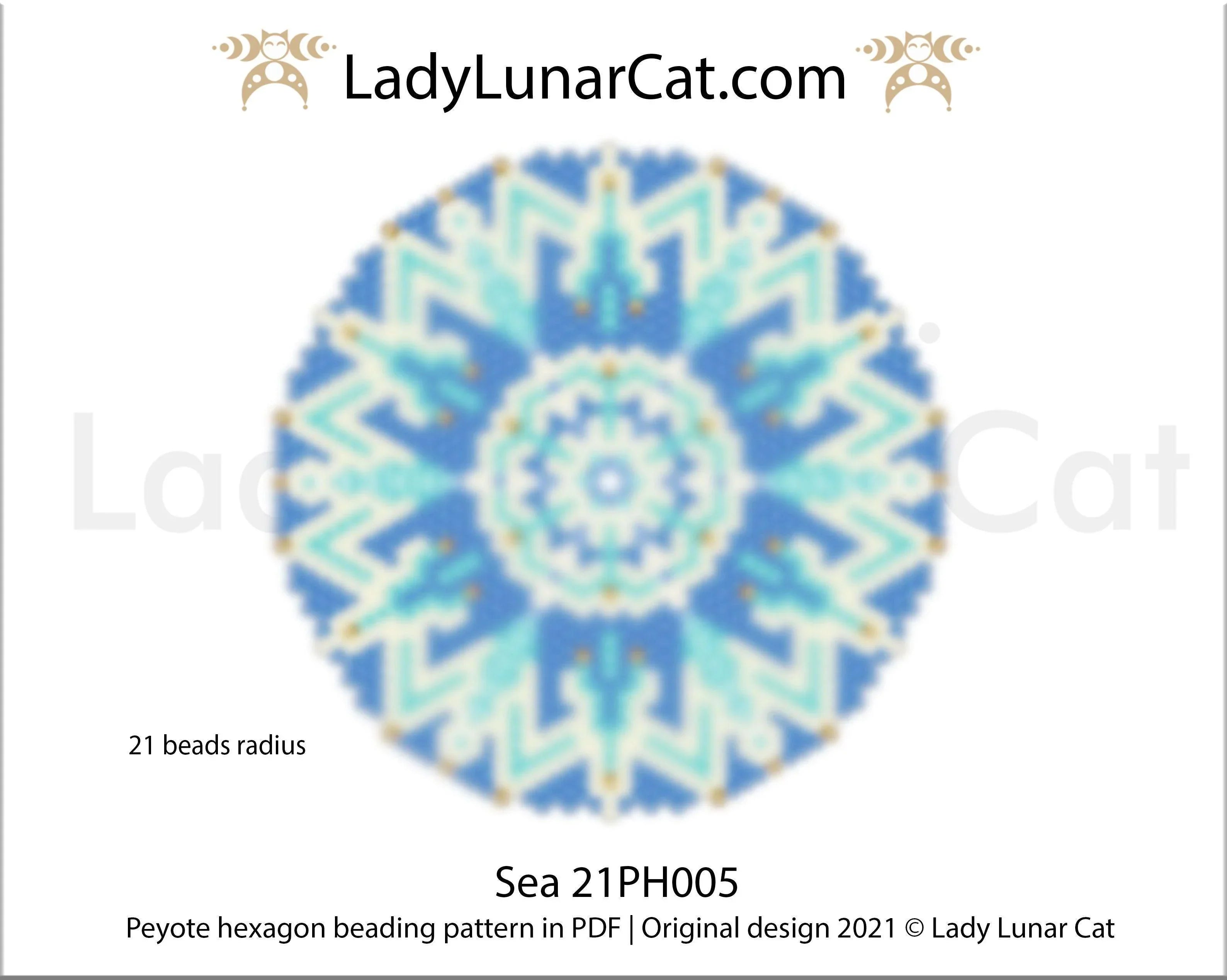 Peyote hexagon pattern for beading Sea 21PH005 | Beaded hexagon ...