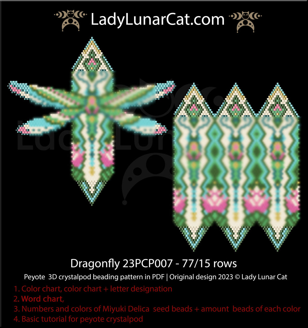 Peyote pod pattern for beading Dragonfly 23PCP007 by Lady Lunar Cat ...