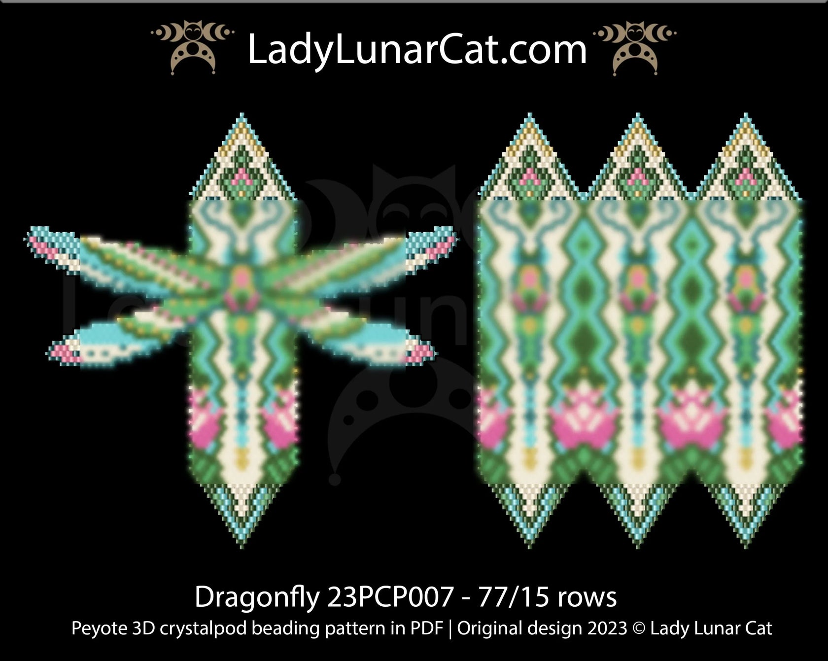 Peyote pod pattern for beading Dragonfly 23PCP007 by Lady Lunar Cat ...