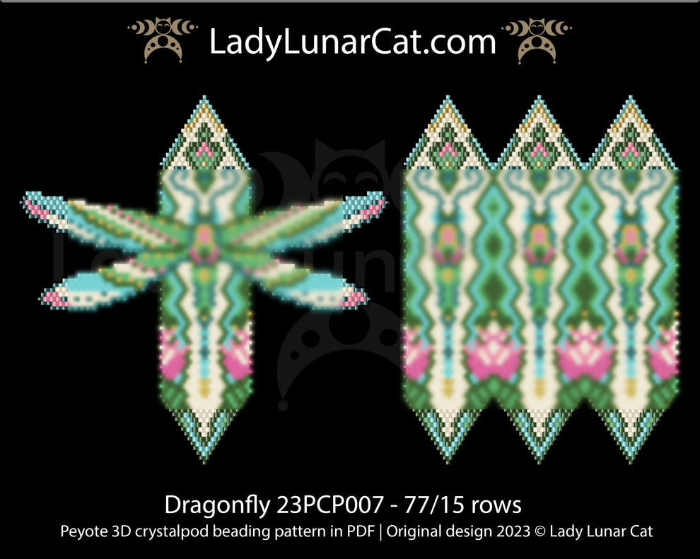 Peyote pod pattern for beading Dragonfly 23PCP007 by Lady Lunar Cat ...