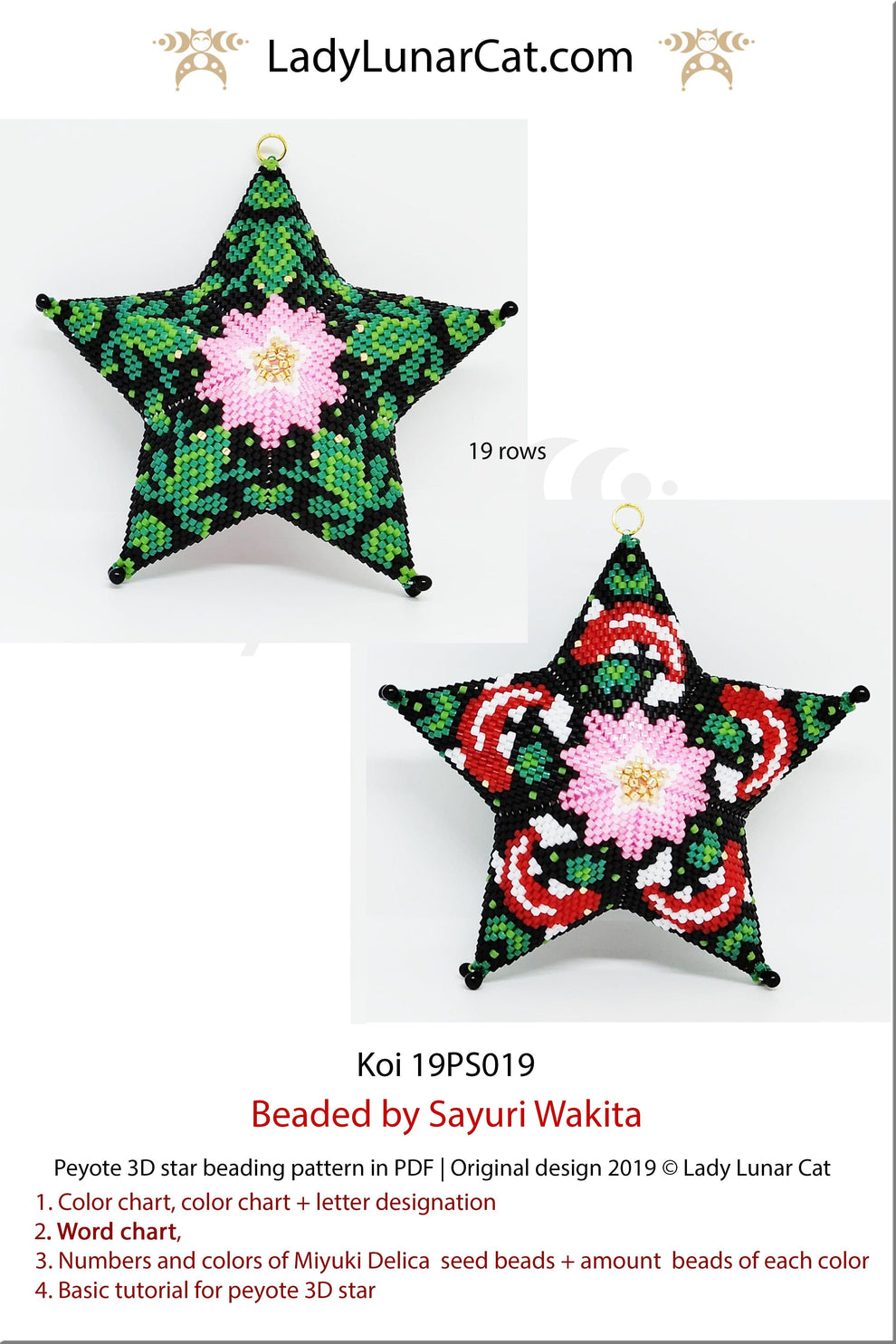 Beaded star pattern for bead weaving Koi fish and frogs by Lady Lunar ...