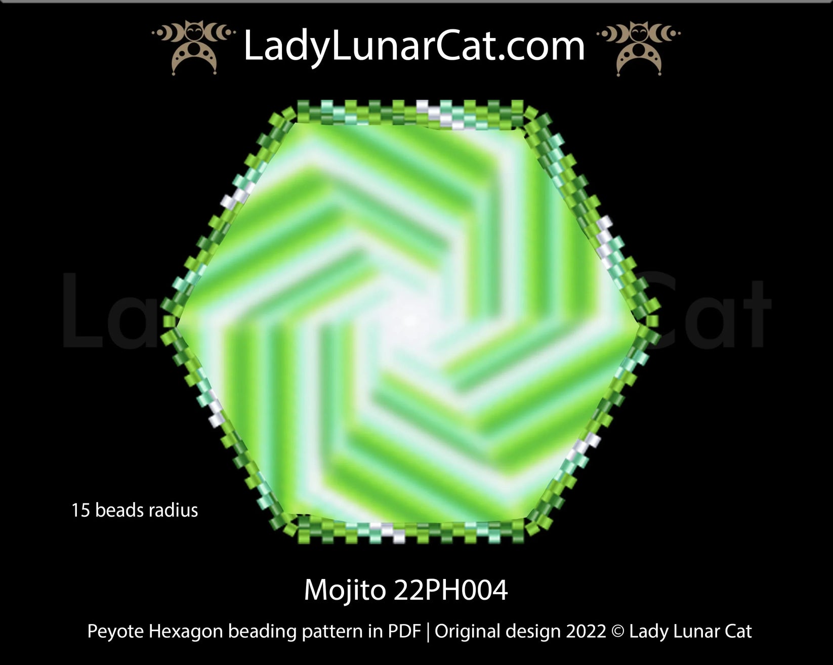 Peyote hexagon pattern for beading Mojito 22PH004| Beaded sun hexagon ...