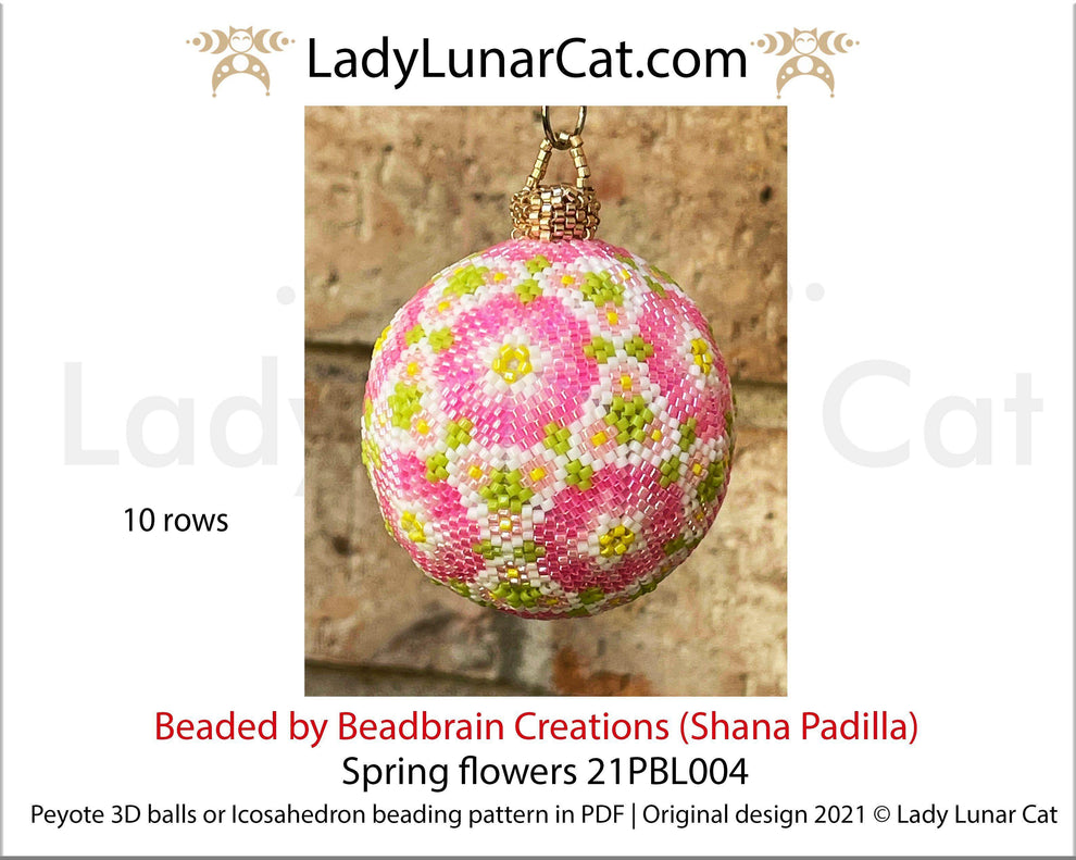 Peyote 3d ball pattern for beading | Beaded Icosahedron Spring flowers ...
