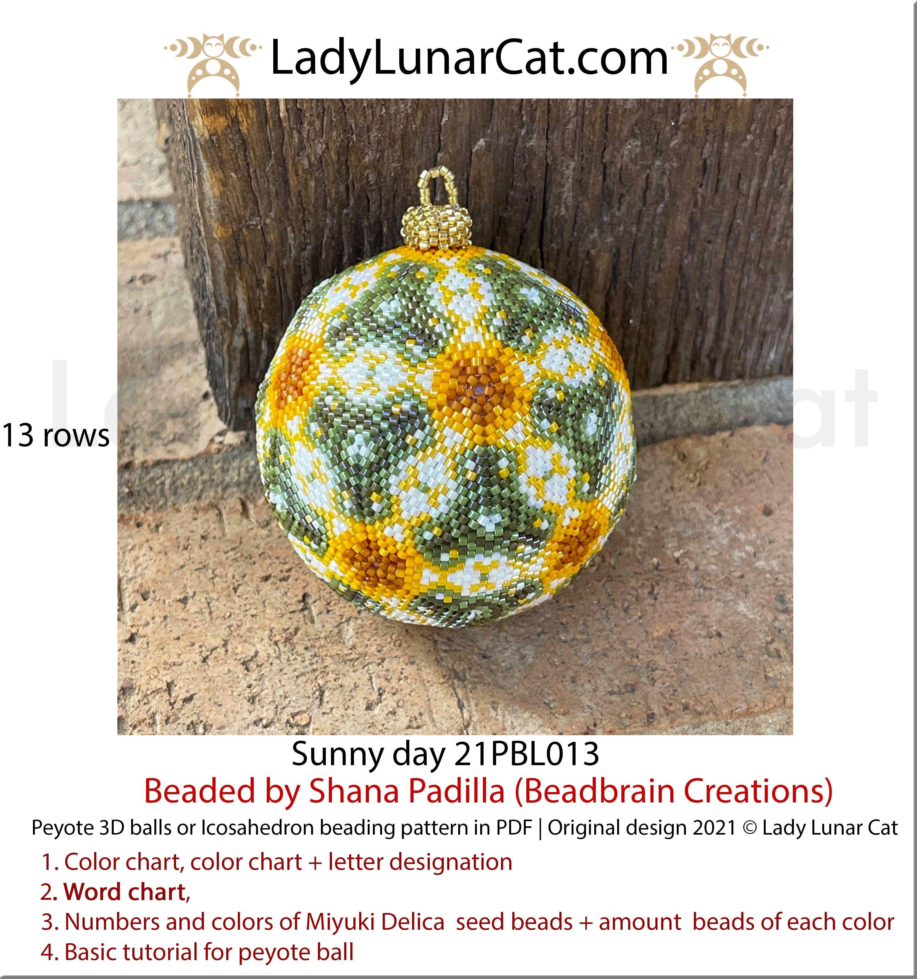 Peyote 3d ball pattern for beading | Beaded Icosahedron Sunny day ...