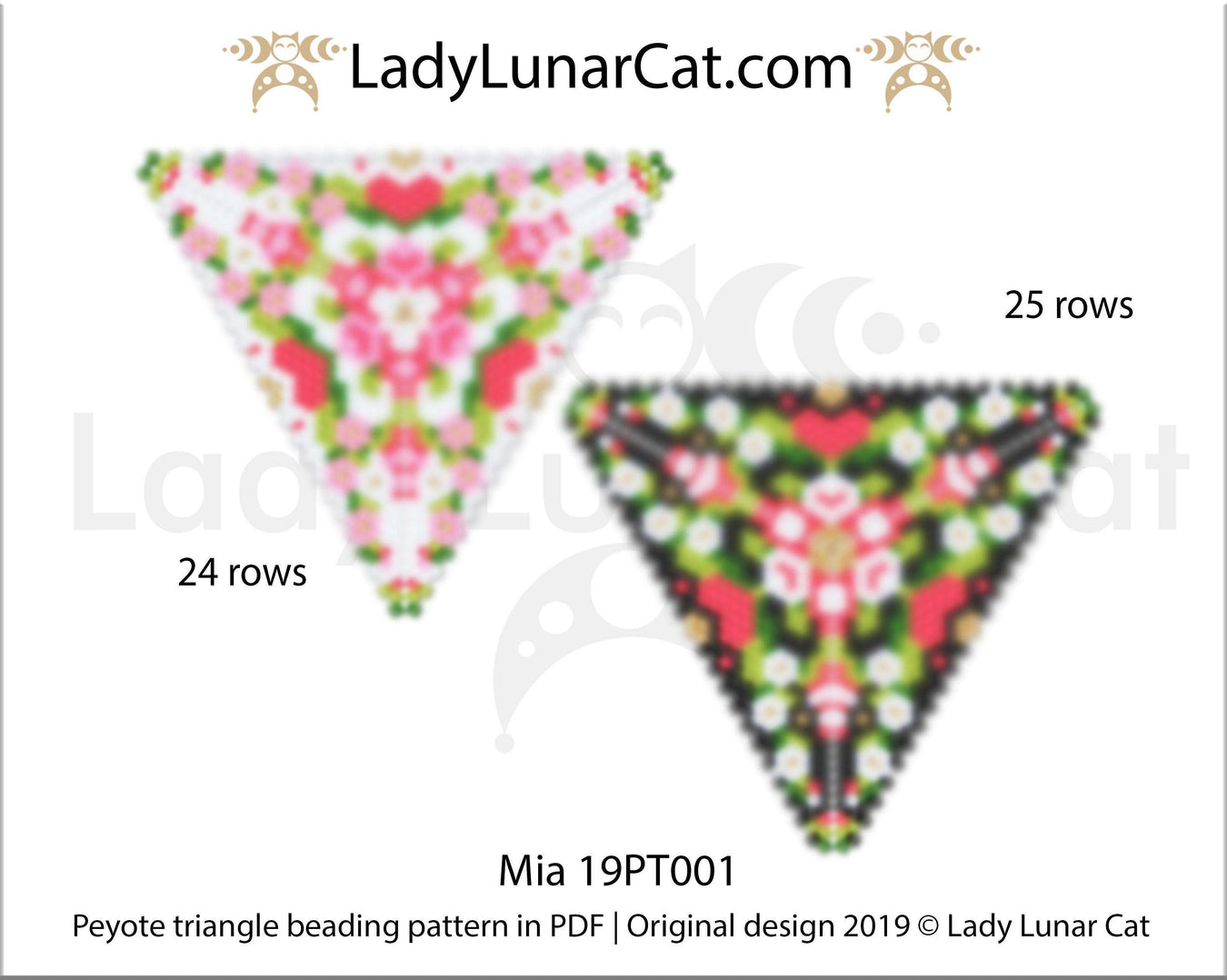 Peyote triangle pattern for beading Mia 19PT001 by Lady Lunar Cat ...