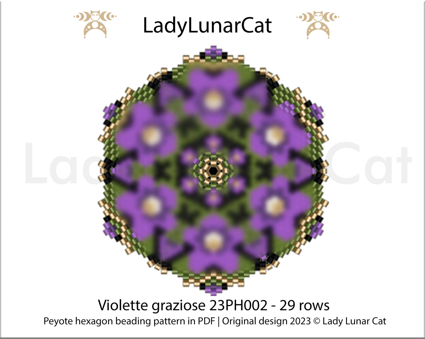 Peyote hexagon pattern for beading Violette graziose 23PH002 | Violet ...